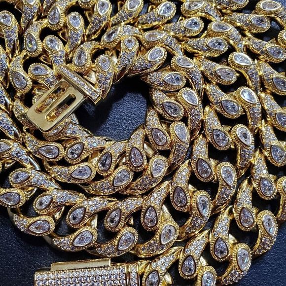 primobling | Accessories | Iced Out Teardrop Cuban Link Chain | Poshmark